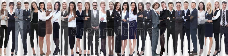 Panoramic Collage of Groups of Successful Employees. Stock Photo ...