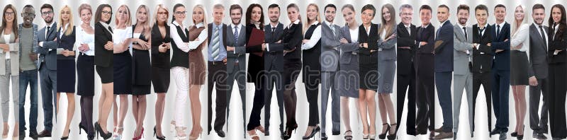 Panoramic Collage of Groups of Successful Employees. Stock Image ...