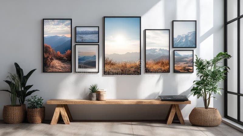Panoramic Collage Mockup with 8-Part Frame Stock Image - Image of ...