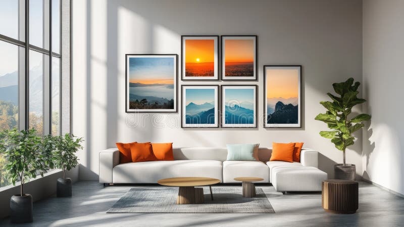 Panoramic Collage Mockup with 8-Part Frame Stock Image - Image of ...
