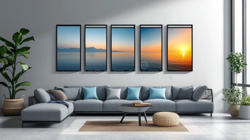 Panoramic Collage Mockup with 8-Part Frame Stock Image - Image of ...