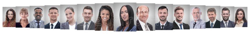 Panoramic Collage of Portraits of Successful Employees Stock Image ...