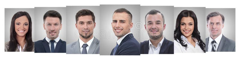 Panoramic Collage of Portraits of Young Entrepreneurs. Stock Image ...