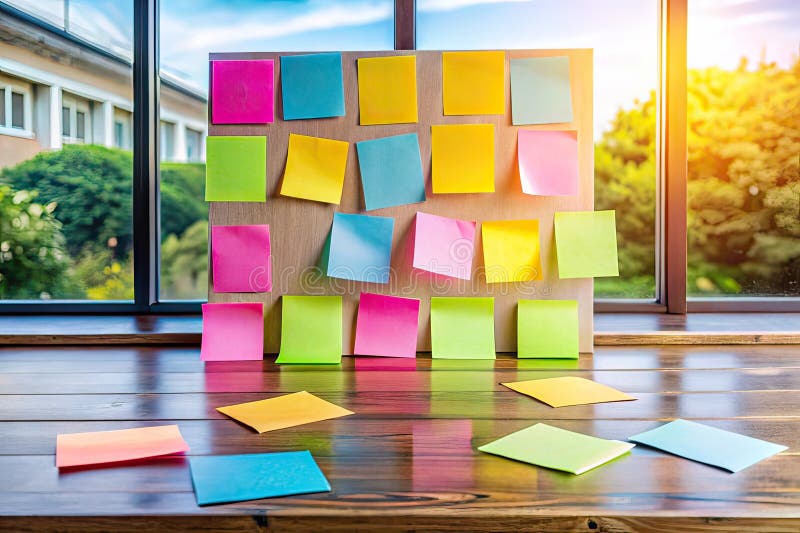 A Panoramic Collection of Blank Sticky Notes for a Modern Workspace ...