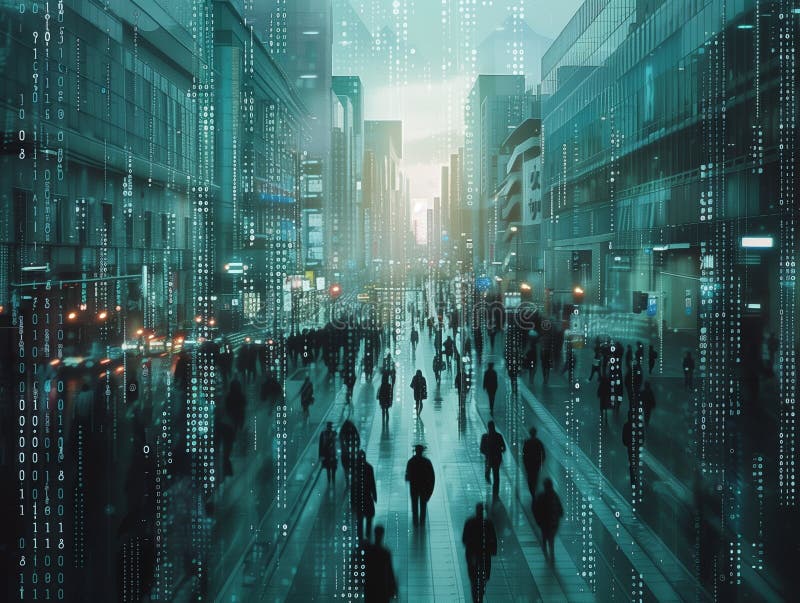 Panoramic of a Cosmopolitan Street Full of Indistinguishable and ...