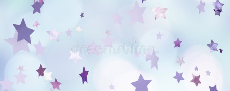 Panoramic Delicate Blue Background with Decorative Stars Stock ...