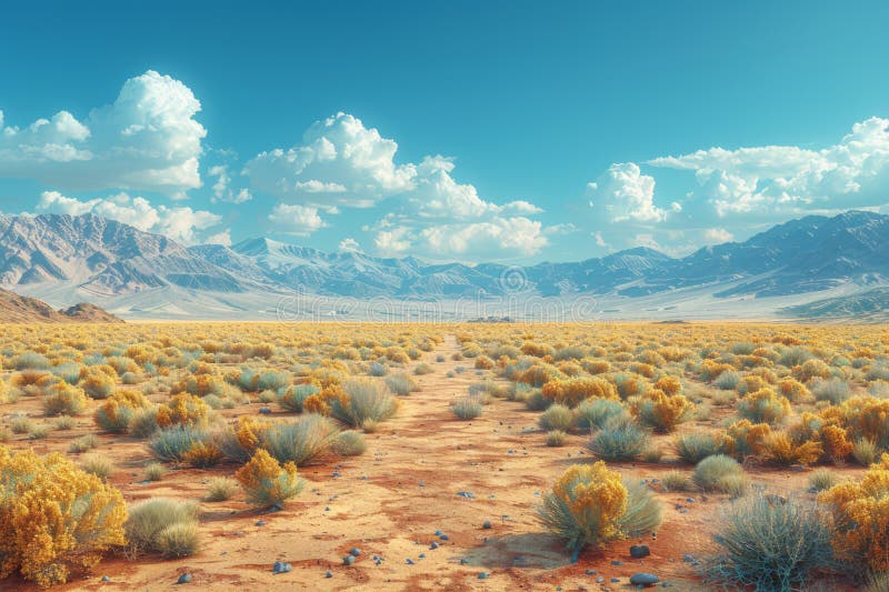 Panoramic Desert Scene with a Sweeping View of Sandy Terrain and ...