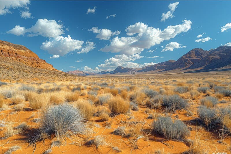 Panoramic Desert Scene with a Sweeping View of Sandy Terrain and ...