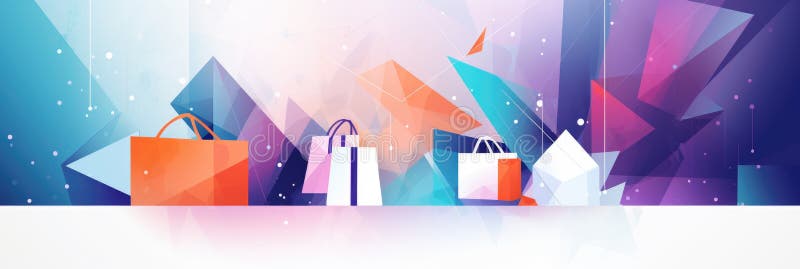 A Panoramic Abstract Shopping Display Stock Illustration - Illustration ...