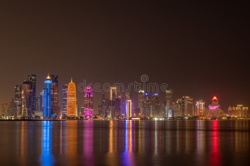 Panoramic Doha Sky Line Qatar Editorial Stock Image - Image of modern ...
