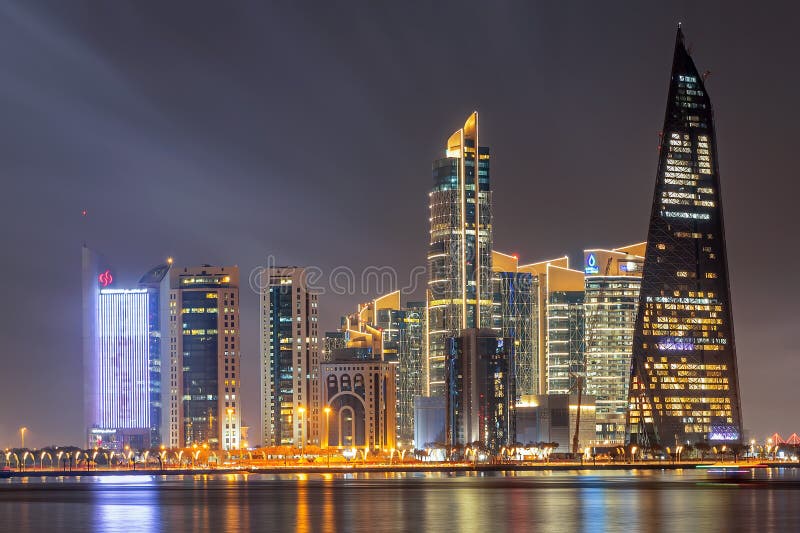 Panoramic Doha Sky Line Qatar Editorial Stock Photo - Image of ...