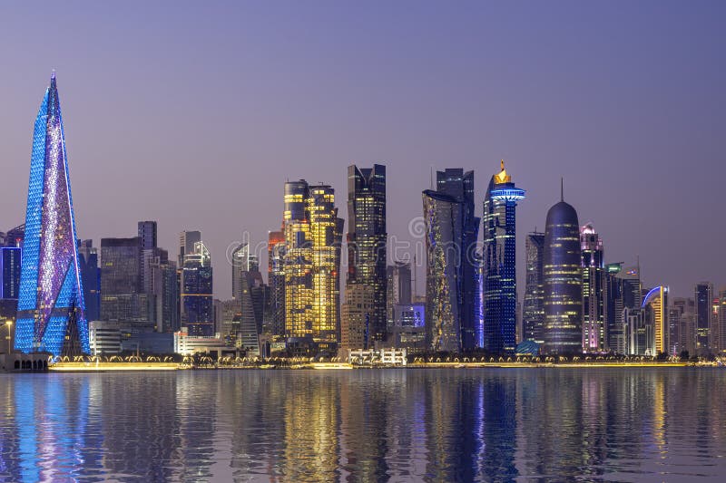 Panoramic Doha Skyline View at Sunset Time Editorial Image - Image of ...