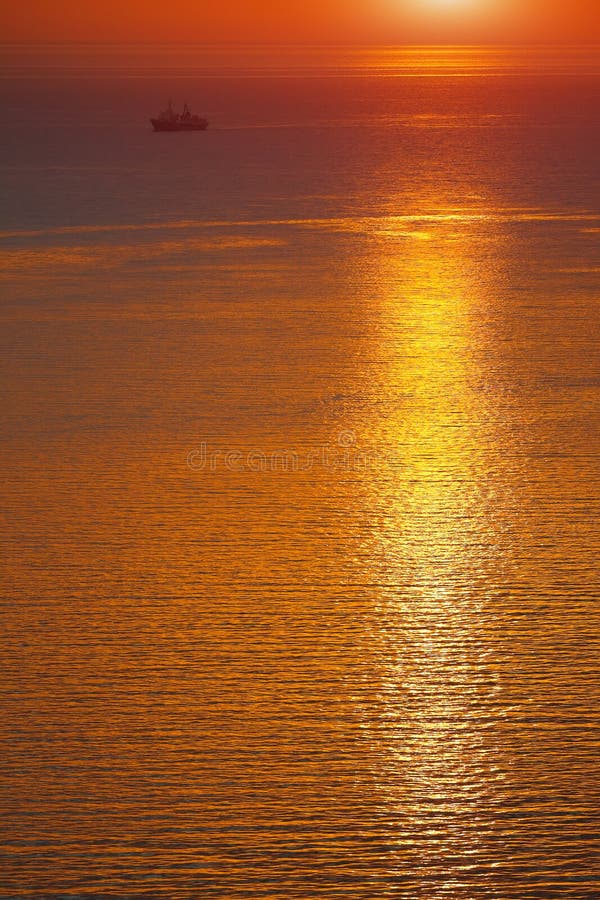 Panoramic Dramatic Sunset Sky Over Sea at Dusk Stock Image - Image of ...