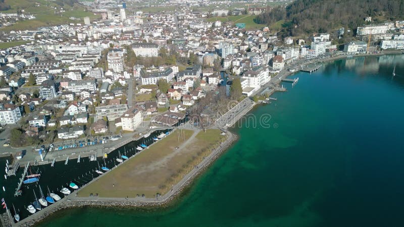 Panoramic Aerial View of Brunnen and Ingenbohl, Switzerland Stock Video ...