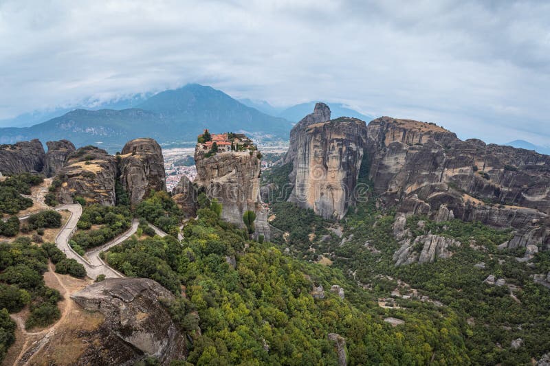 High Aerial Drone View of Monastery of the Holy Trinity (Agia Triada ...
