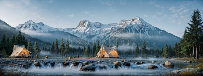 Panoramic of Early Spring Landscape, . AI Generate Stock Photo - Image ...