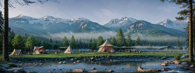 Panoramic of Early Spring Landscape, . AI Generate Stock Image - Image ...