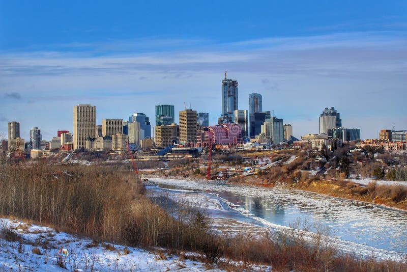 Panoramic Edmonton River Valley Skyline Stock Photo - Image of bench ...