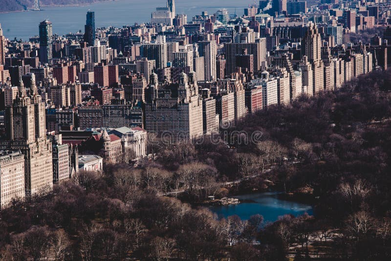 Panoramic Elevated View of Central Park, and Upper West Side in Fall ...