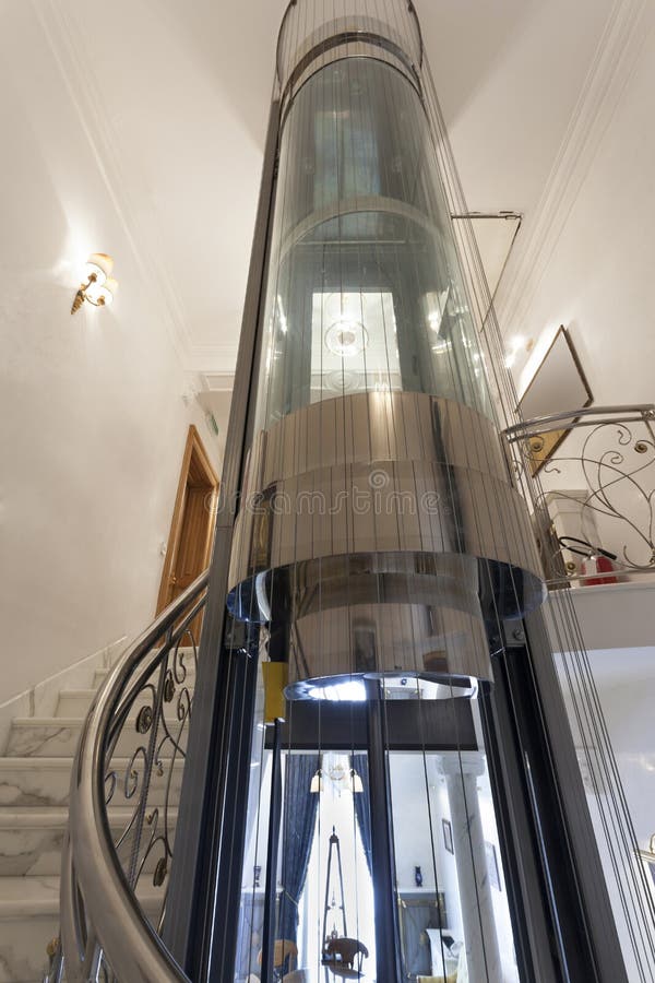 Panoramic Elevator in Atrium Stock Photo - Image of interior, indoors ...