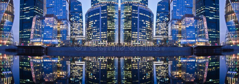 Panoramic Evening City View. Stock Image - Image of downtown, home ...