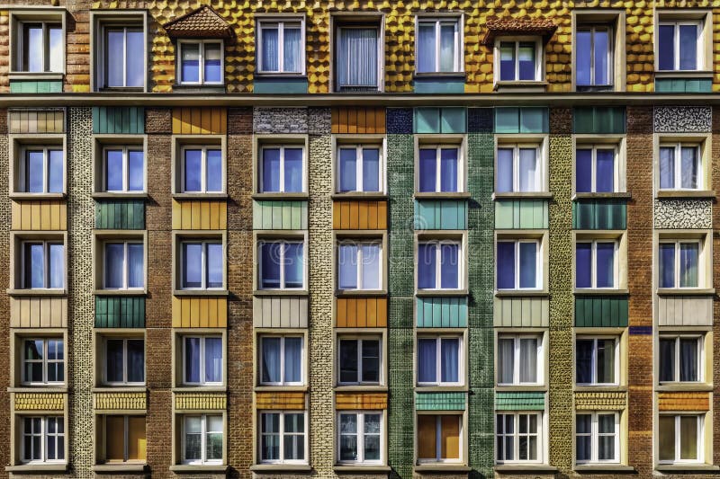 Panoramic Facade Cladding Diverse Tile Shapes and Sizes Seamless Bump ...