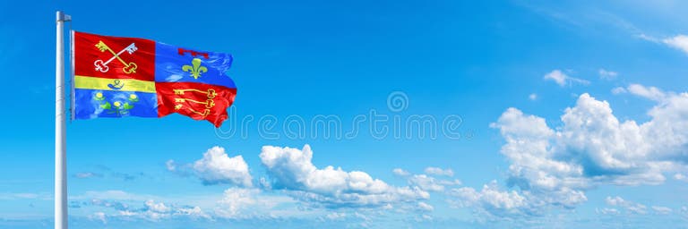 Vaucluse Flag - State of France, Flag Waving on a Blue Sky in Beautiful ...