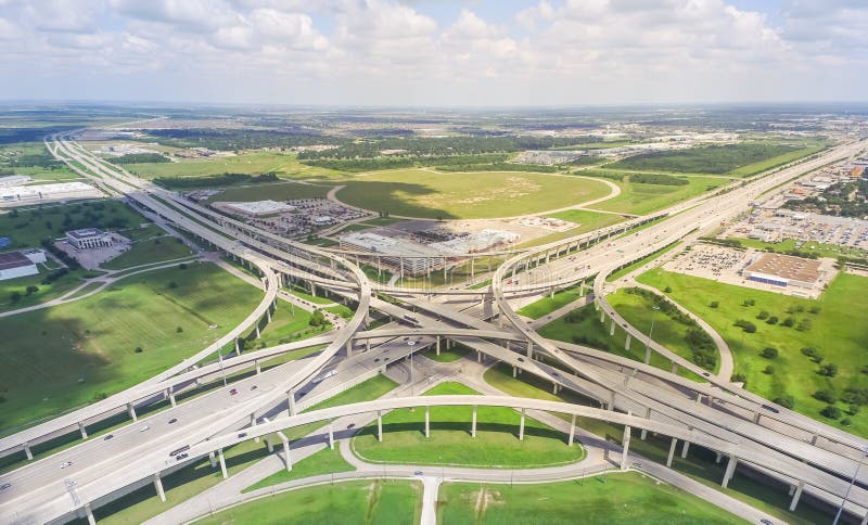 Panoramic Flyover Katy Freeway Interstate 10 Stack Interchange C Stock ...
