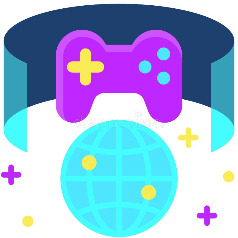Panoramic Game and Contoller Icon, Metaverse Related Vector Stock ...