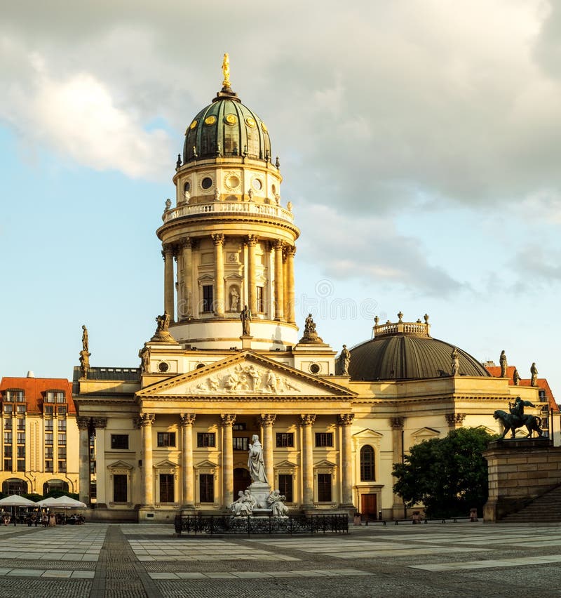 Panoramic Gendarmenmarkt Square with German Cathedral Stock Image ...