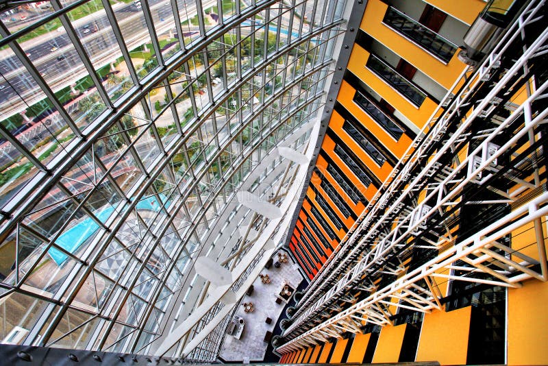 Panoramic Glazing Inside the Skyscraper Stock Photo - Image of ...