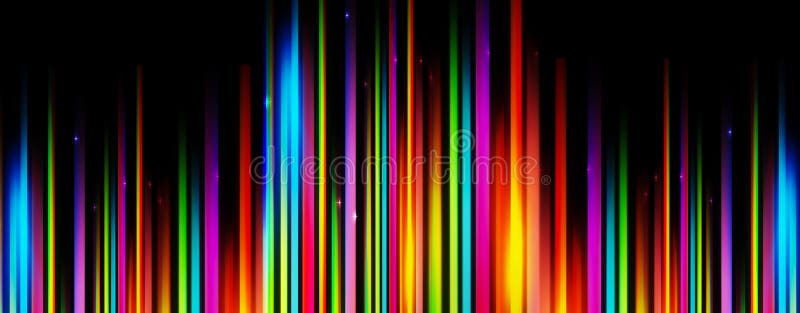 Panoramic Glowing Blurred Light Stripes in Motion Over on Abstract ...