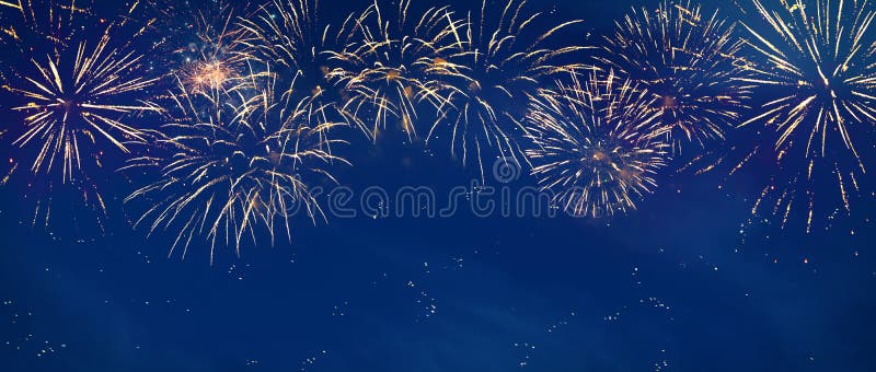 Panoramic Holiday Fireworks Header Background Stock Photo - Image of ...
