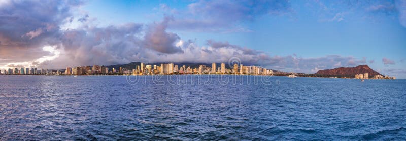 Panoramic of Honolulu stock photo. Image of landmark - 137933876