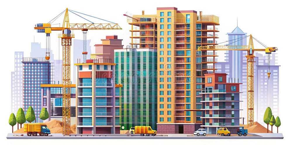 Panoramic View of a Construction Site Under Development Flat ...