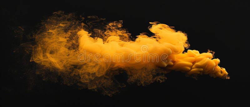 Panoramic Image of an Amber Smoke Explosion Against a Dark Void ...