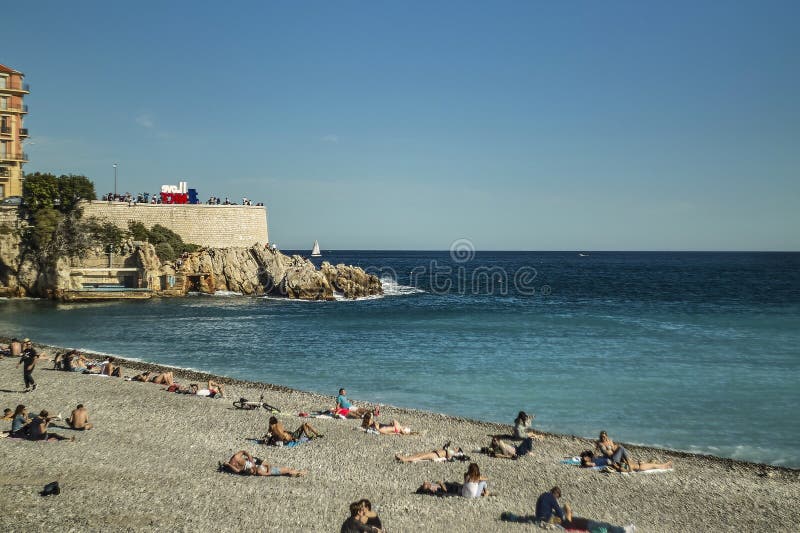Panoramic Image of the Coast of Nice Editorial Stock Image - Image of ...