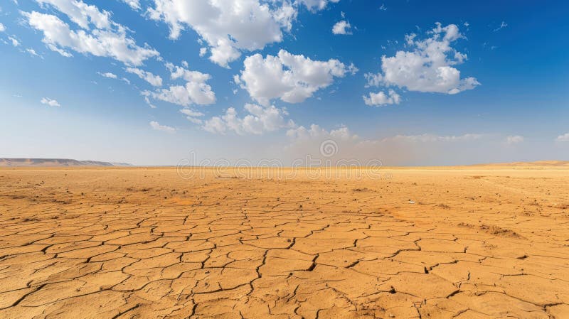 Panoramic Image of a Desert Landscape Under Scorching Stock ...