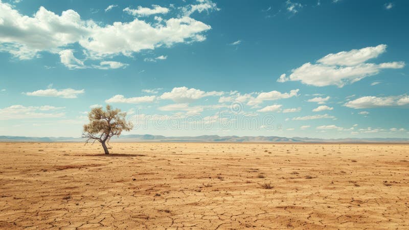 Panoramic Image of a Desert Landscape Under Scorching Stock ...