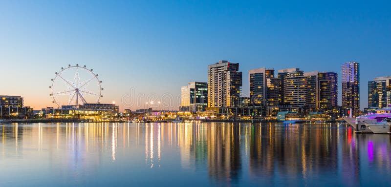 Panoramic Image of the Docklands Waterfront Area of Melbourne Stock ...