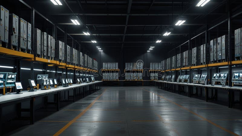 A Panoramic Image of a Fully Automated Robotic Dark Store Warehouse ...