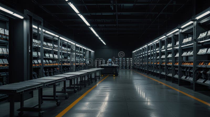 A Panoramic Image of a Fully Automated Robotic Dark Store Warehouse ...