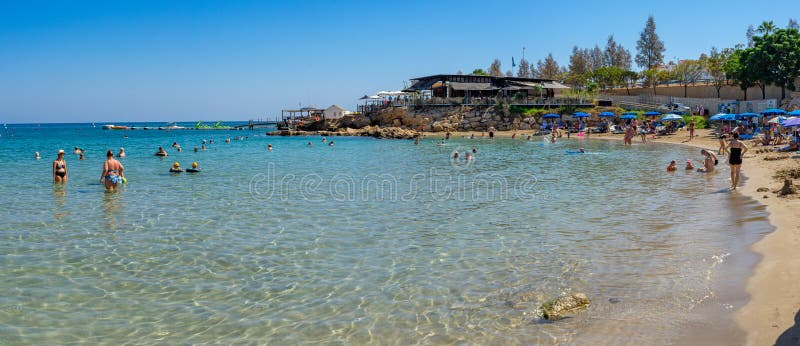 Panoramic Image of Malama Beach in Kapparis, Cyprus on a Hot Sunny Day ...