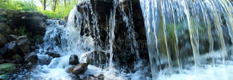 Panoramic Image of the Mountain Waterfall. Stock Photo - Image of ...