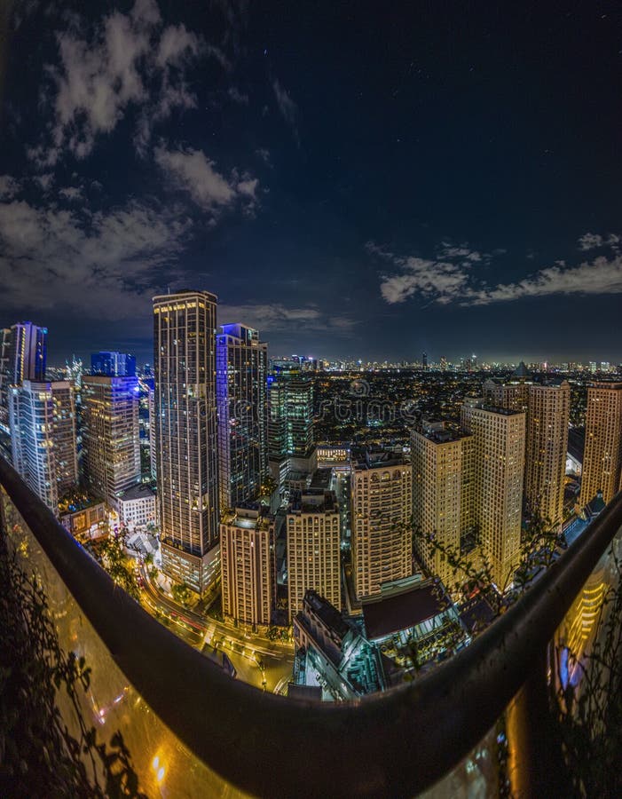 Panoramic Image Over Manila Skyline at Night Stock Image - Image of ...