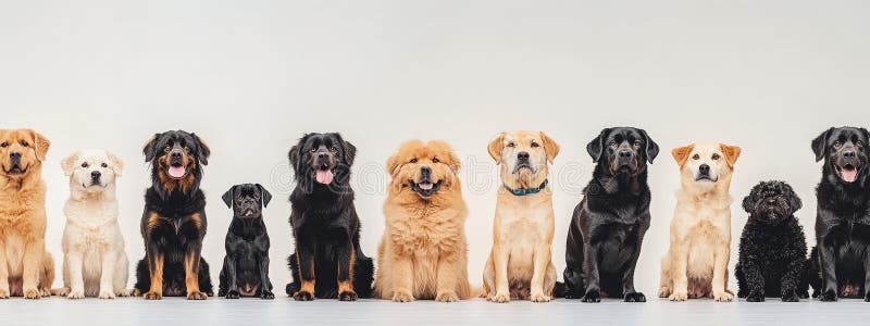 The Panoramic Image Shows a Large Group of Dogs and Cats Sitting ...