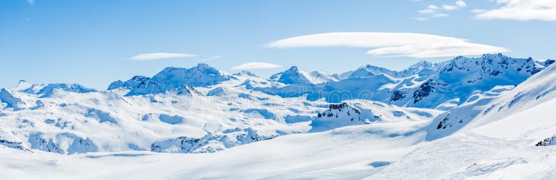 Panoramic Image of Snow Mountains Stock Photo - Image of freeze ...