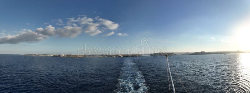 Panoramic Image of a Stern Wave of a Cruise Ship at Sea Stock Image ...