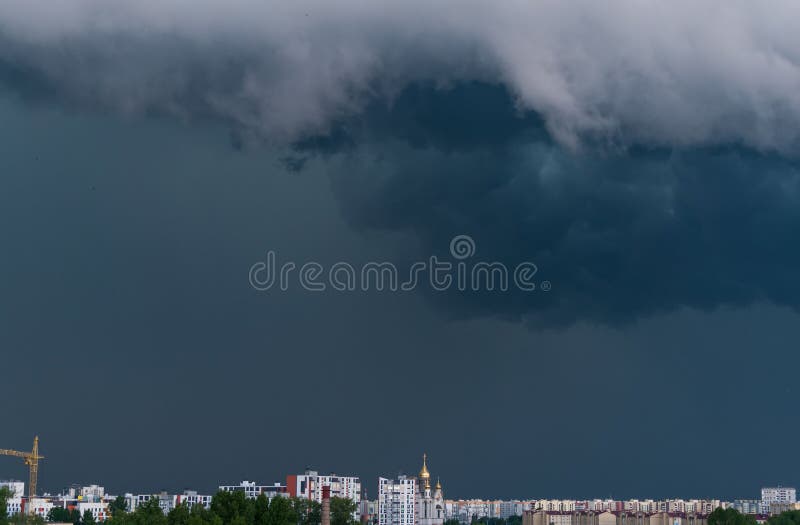 Panoramic Image of the Urban Landscape during the Rain Stock Photo ...