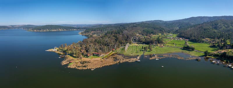 Panoramic Lago Lake Vichuquen Chile Stock Image - Image of ocean, coast ...